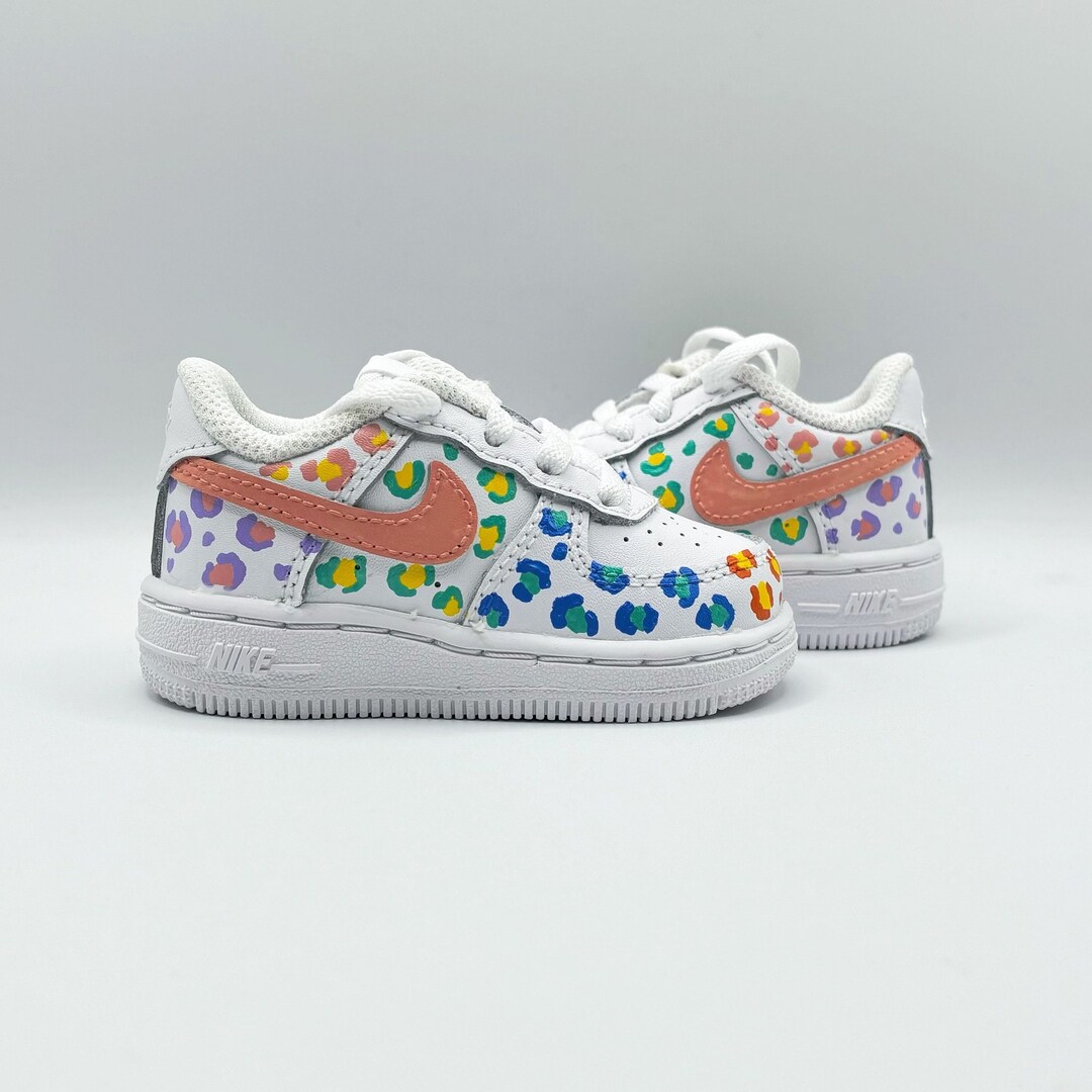 Cheetah Print - Custom Kids Air Force - Personalized Sneakers - Rainbow ...