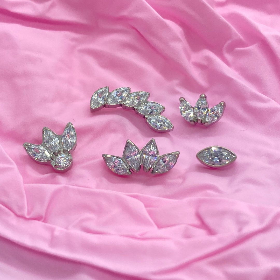 Marquise Crystal Titanium Ends, Internally Threaded 1.2mm, Tragus ...