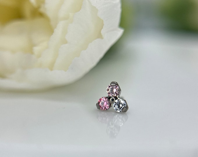 Neometal Ombre Trinity Pink CZ - Titanium Threadless Jewelry, Perfect ...