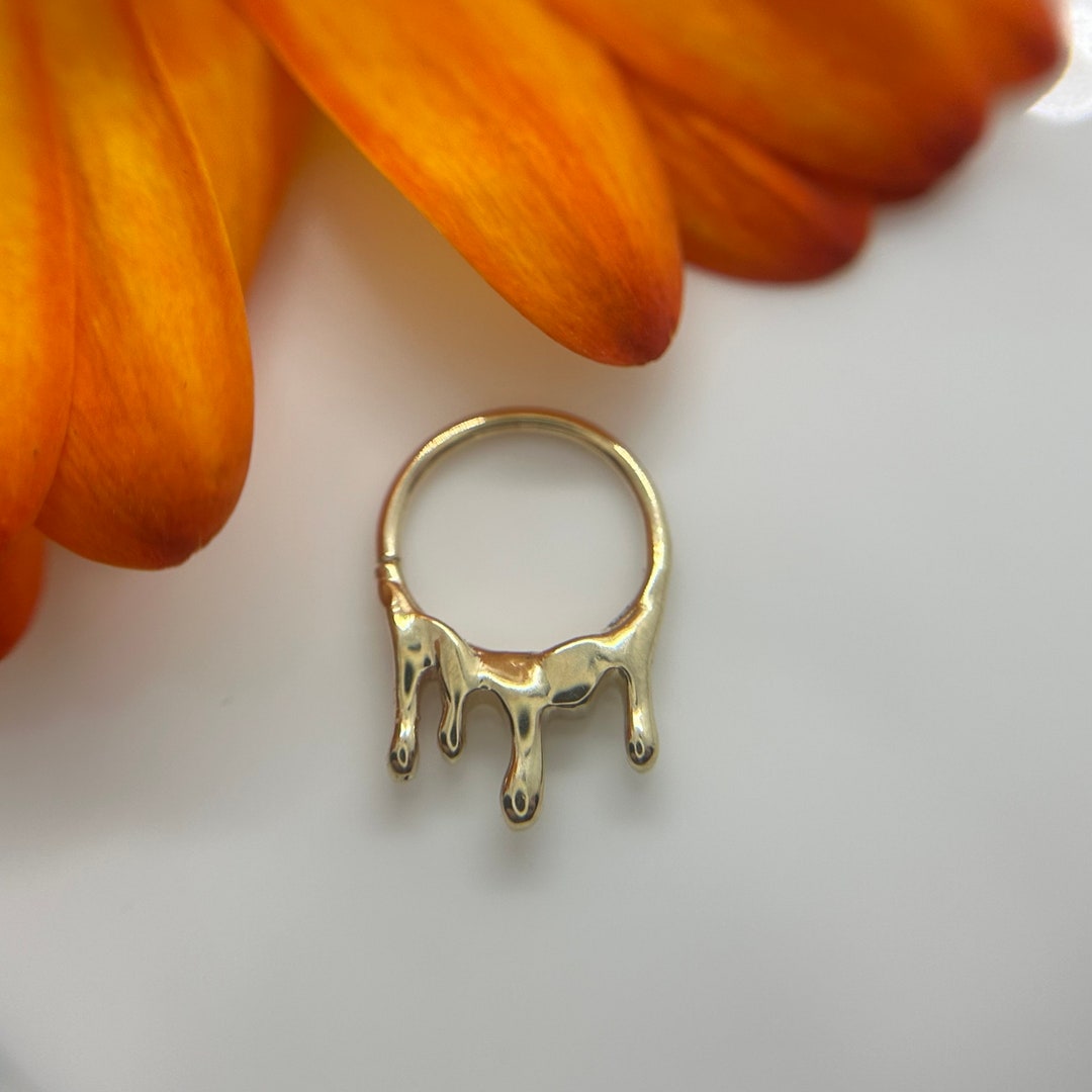 Drip Seam Ring From Mushroom Jewelry 14K Yellow Gold Perfect for Helix ...
