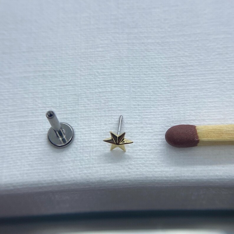 Anatometal N Star 18k Yellow Gold Threadless End Perfect for Tragus ...