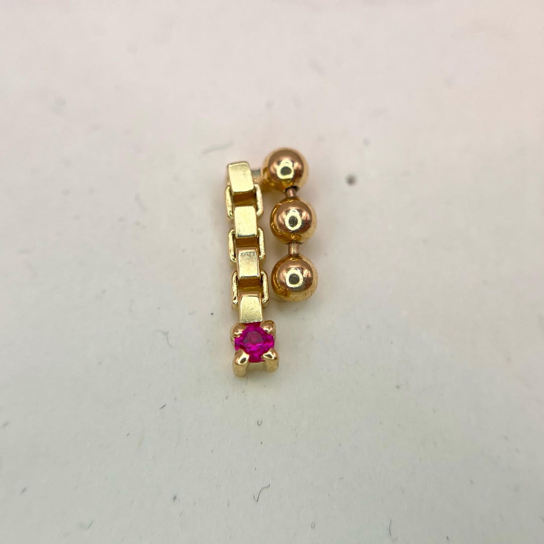 Pupil Hall Mega Bada Bing Genuine Ruby in 14kt Yellow Gold, for Helix ...