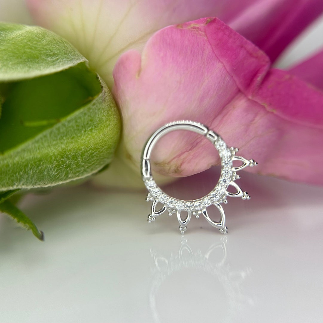 Indra Swarovski CZ Hinged Ring From Buddha Jewelry Organics in 14k ...