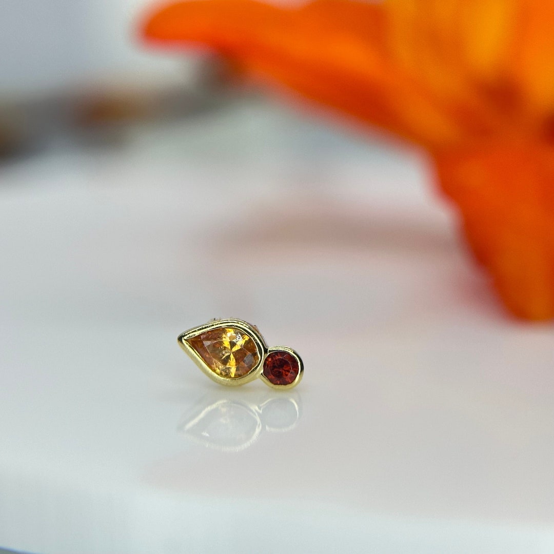 Anatometal Icon 18k Yellow Gold Threadless End With Genuine Garnet and ...