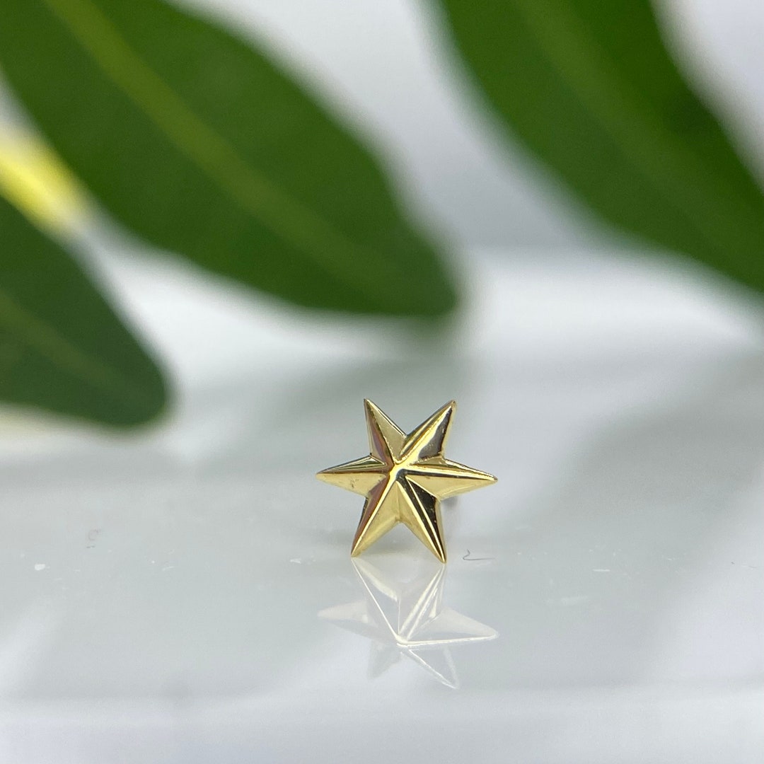 Anatometal N Star 18k Yellow Gold Threadless End Perfect for Tragus ...