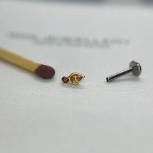 Anatometal Icon 18k Yellow Gold Threadless End With Genuine Garnet and ...