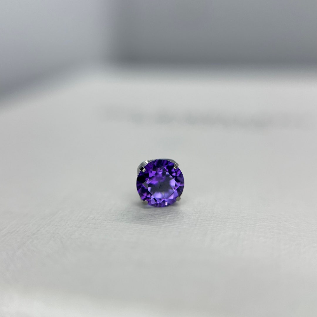 Neometal Genuine Violet Topaz 5mm Titanium Threadless Jewelry, Perfect ...