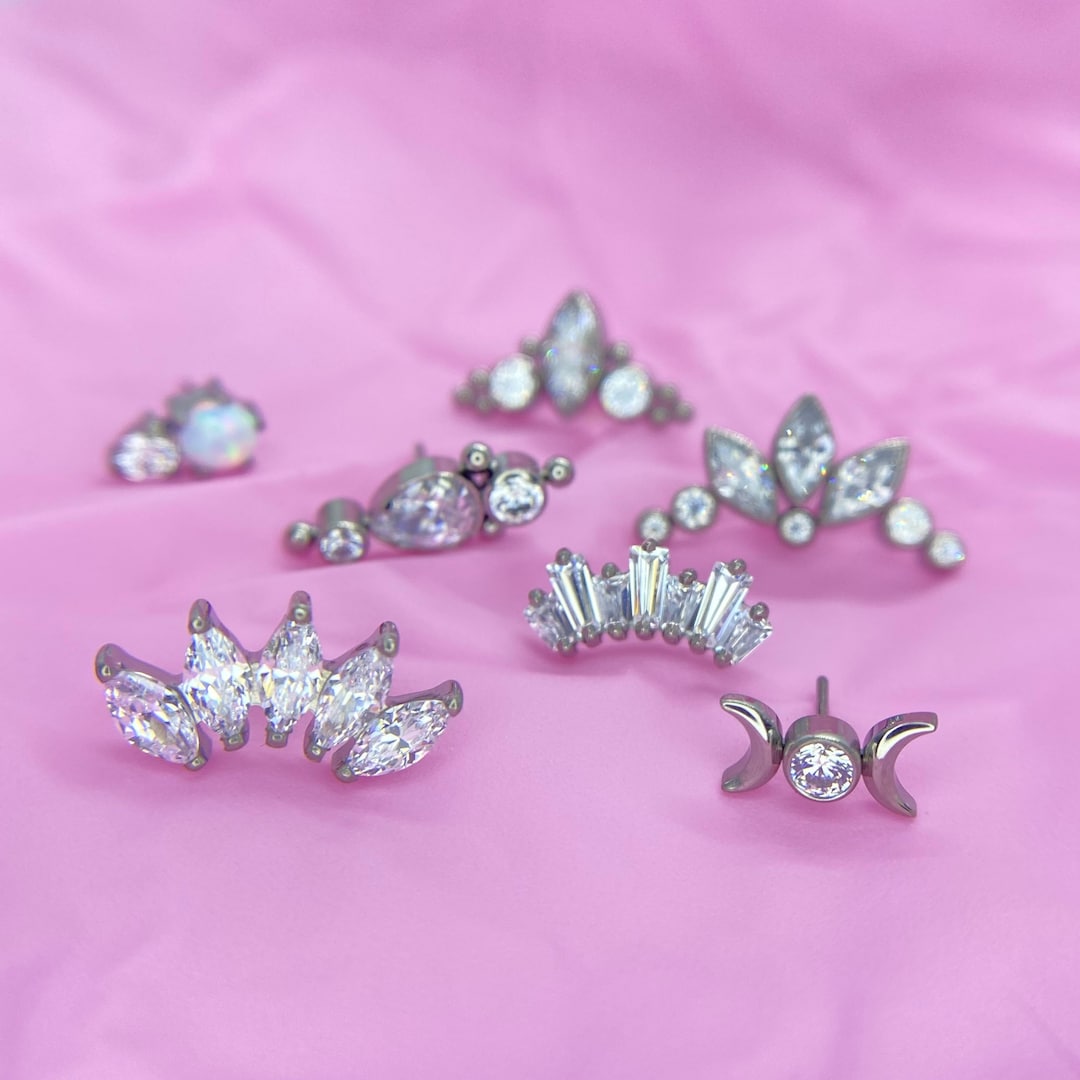 Crystal Titanium Ends Threadless Push Pins Tragus Helix - Etsy