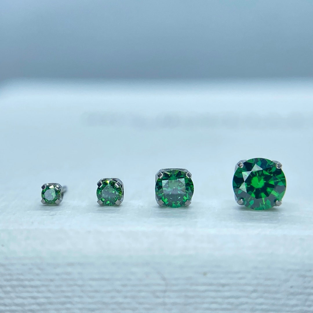 Neometal Prong Set Emerald Cz Titanium Threadless Jewelry, Perfect for ...