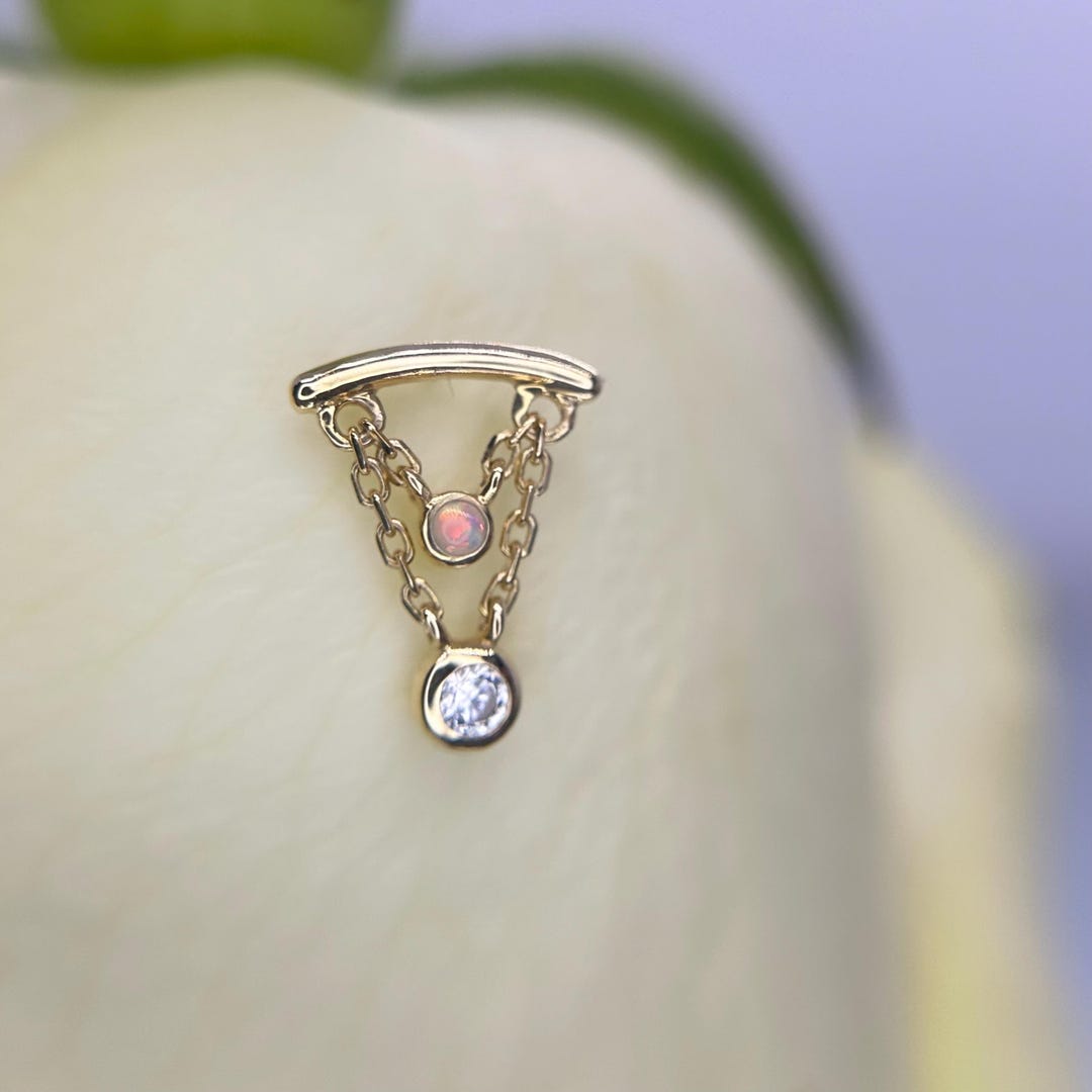 Junipurr Amelda 14k Yellow Gold With Opal & Swarovski Crystal, Perfect ...