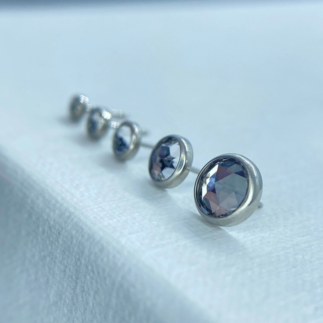 Neometal Genuine White Topaz Rose Cut Titanium Threadless Jewelry ...