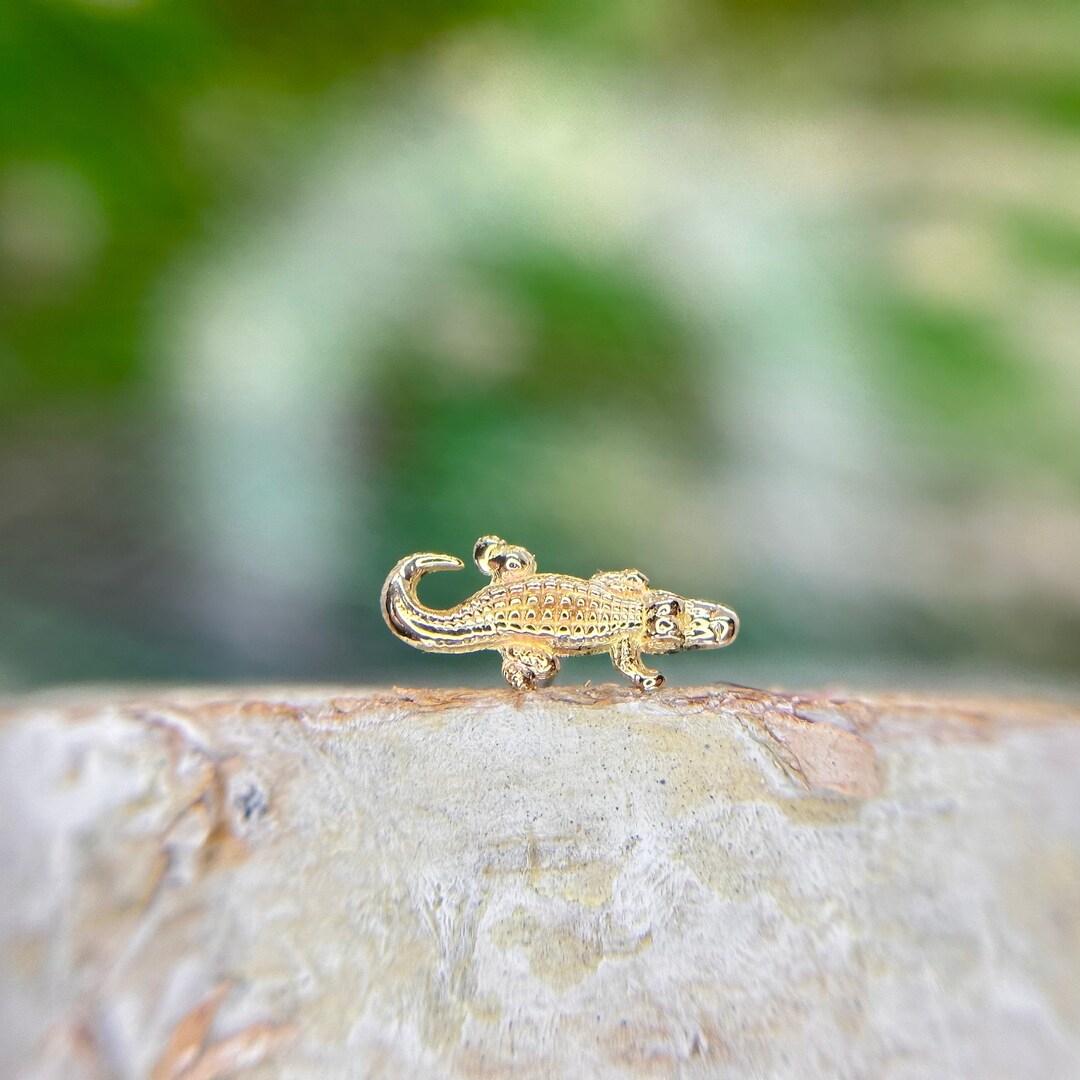 Gator, 14k Yellow Gold From Body Gems Suitable for Flat, Conch, Nostril ...