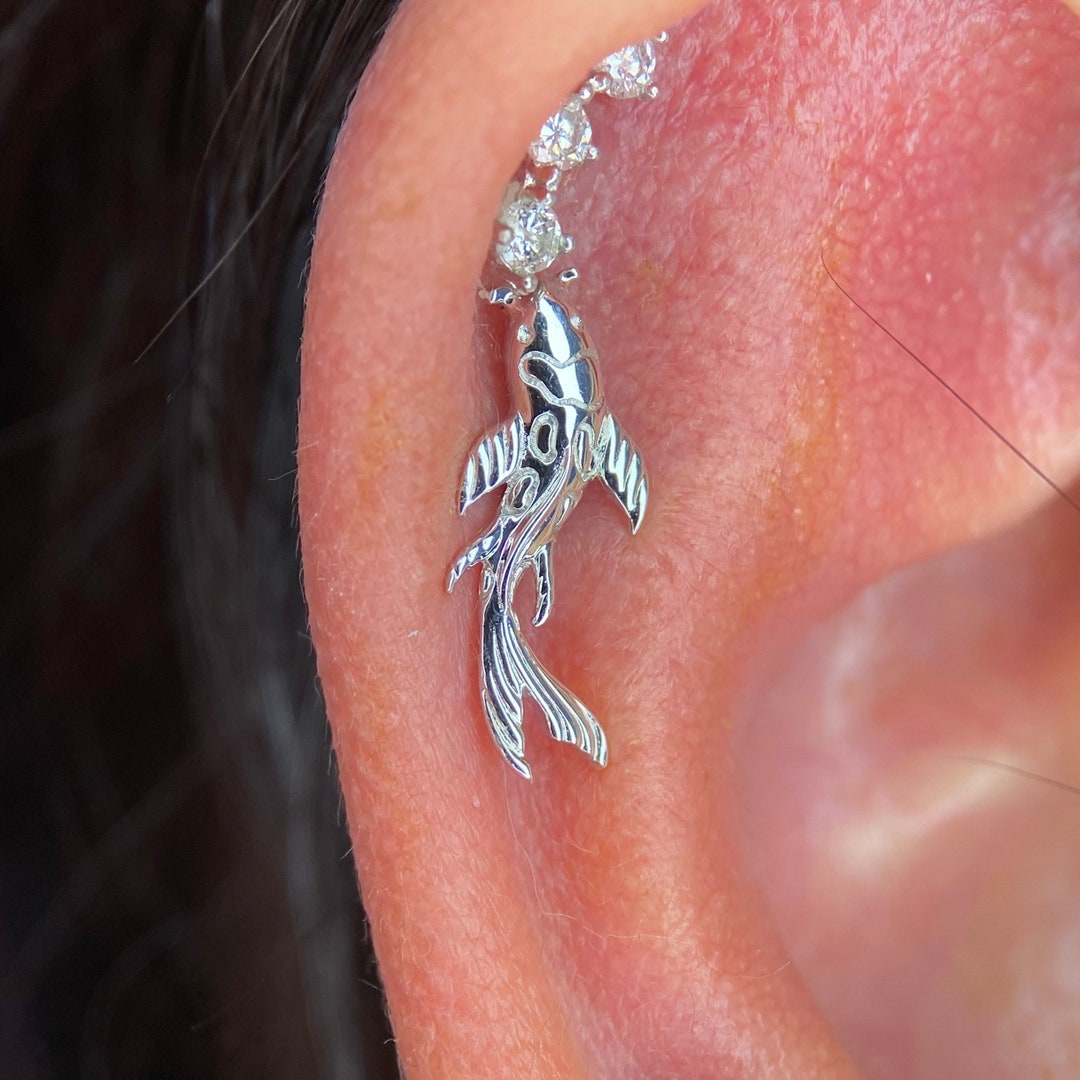 Right or Left Facing Koi Fish 14k White Gold From Junipurr, Perfect for ...