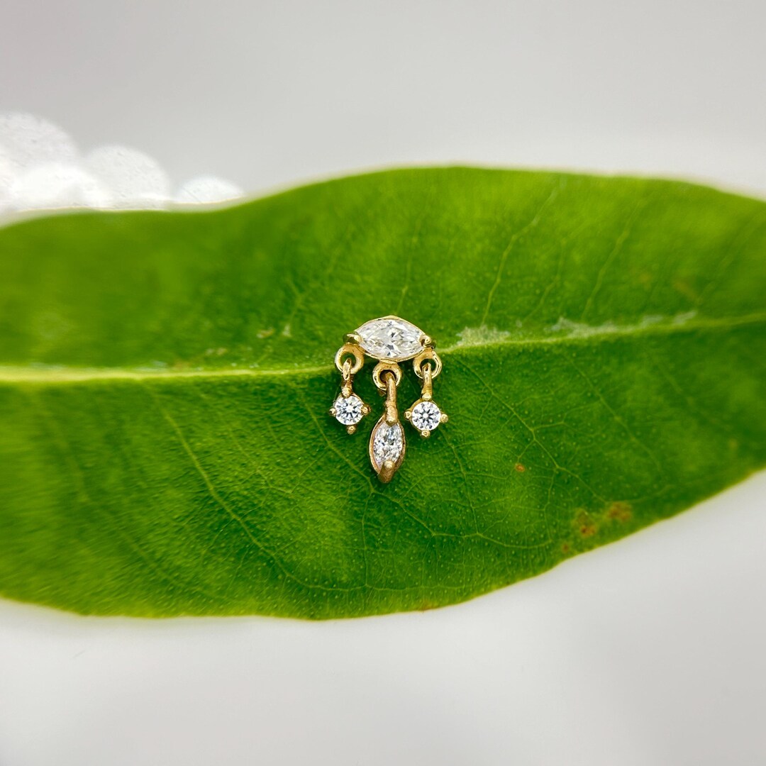 Stargazer From Maya Jewelry 14K Yellow Gold & Czs Threadless Jewelry ...