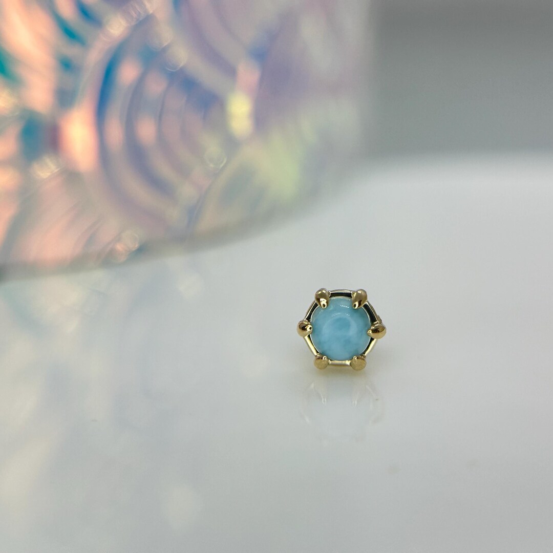 Genuine Larimar - Amulet From Ember Body Jewelry 14kt Yellow Gold, for ...