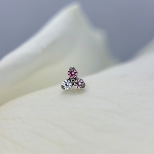 Neometal Ombre Trinity Pink CZ Titanium Threadless Jewelry, Perfect for Helix, Conch, Lobe ...