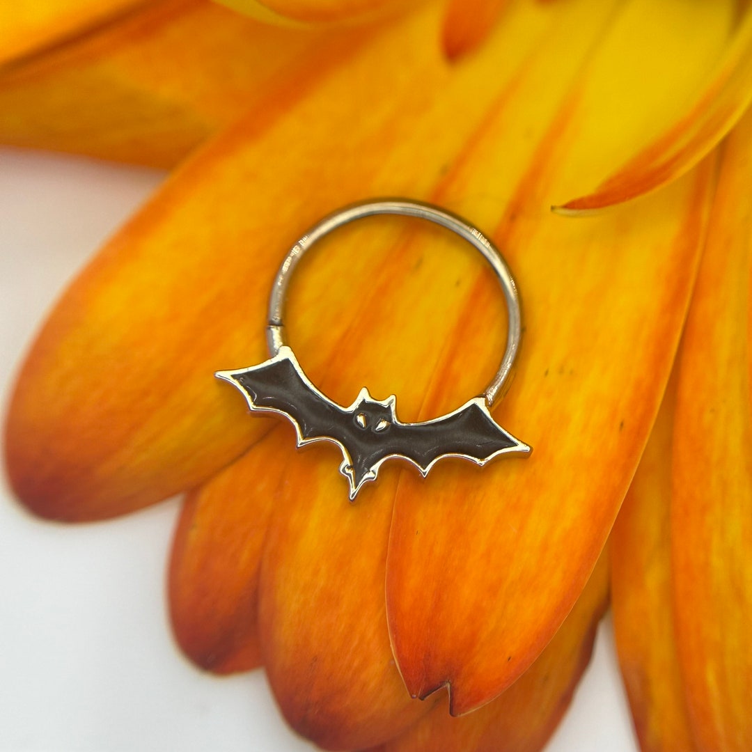 Enamel Bat Twisted Seam Ring From Mushroom Jewelry 14K White Gold ...