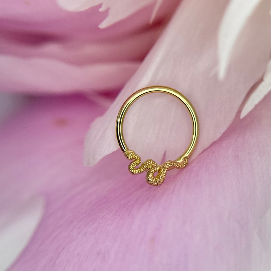 Snake Seam Ring From Body Gems 14kt Yellow Gold Daith or Septum Seam ...