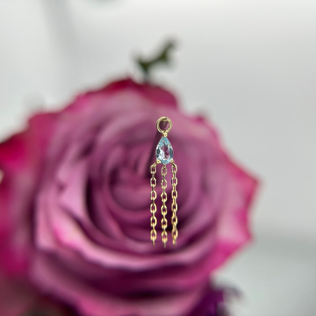 Modern Mood Veronika Mini Charm Blue Topaz Charm Chain, 14kt Yellow ...