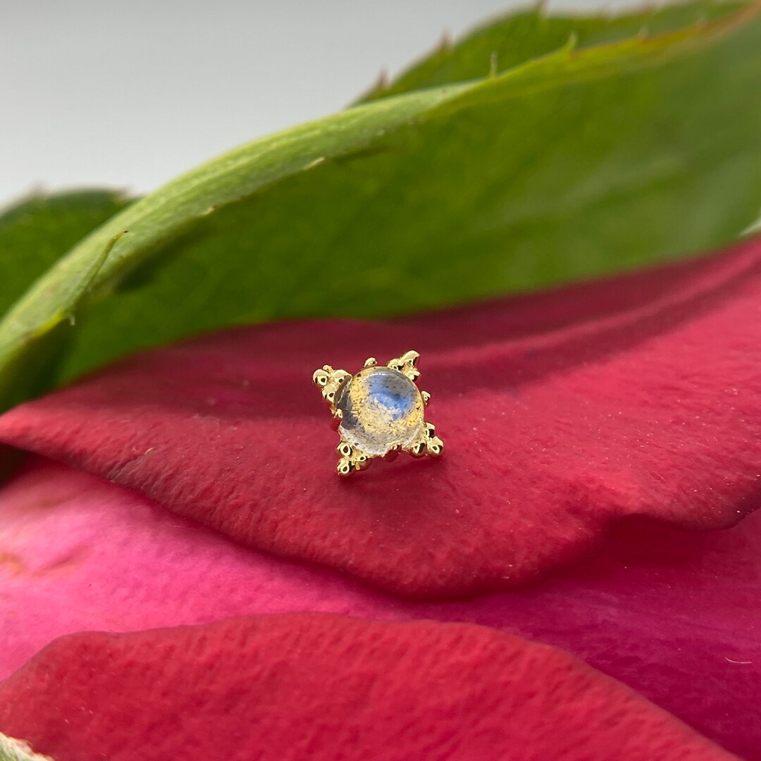 Genuine Labradorite 3mm Zia Anatometal 18K Yellow Gold Jewelry, Perfect ...