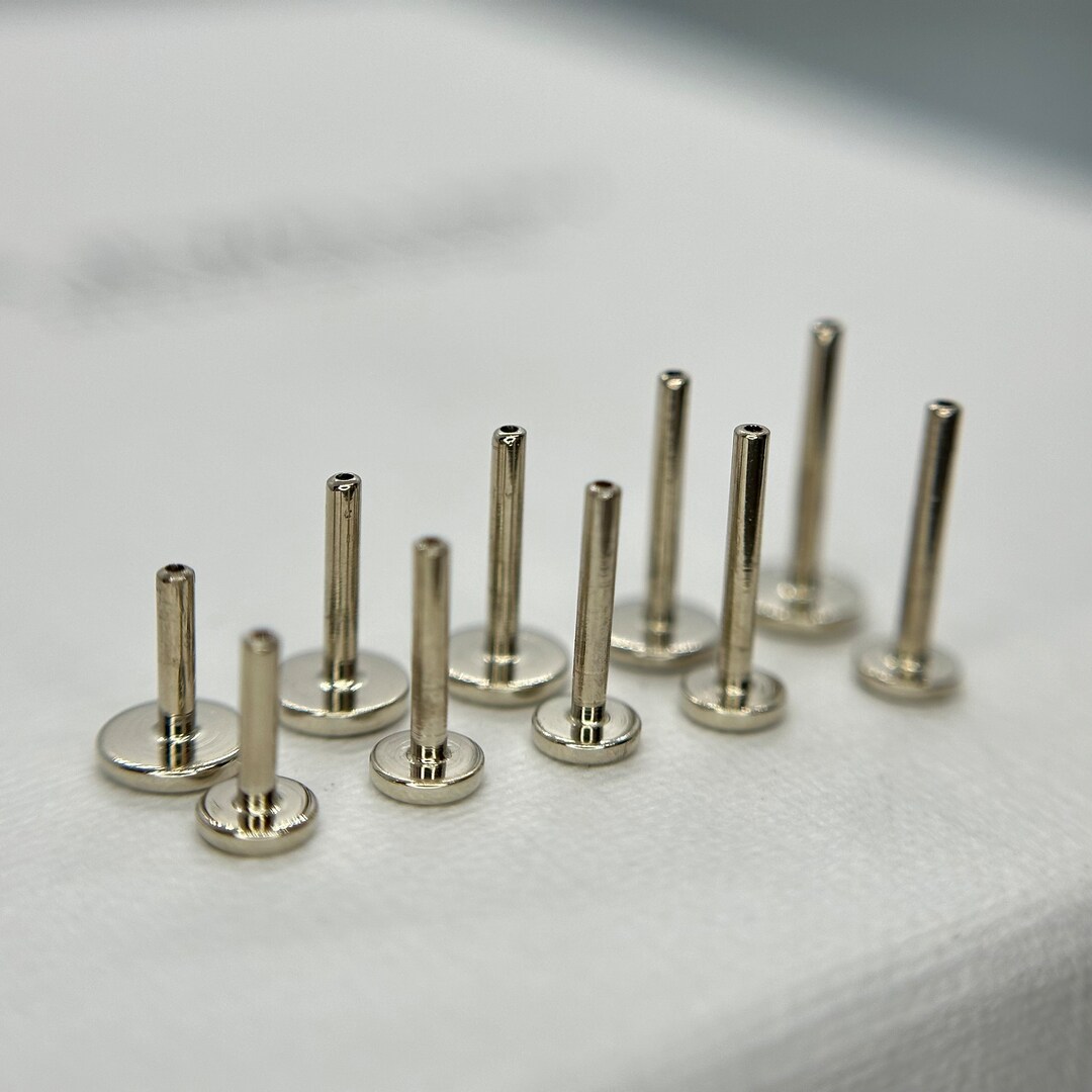 14k Solid White Gold Threadless Labret From Norvoch 18g 1mm - Etsy