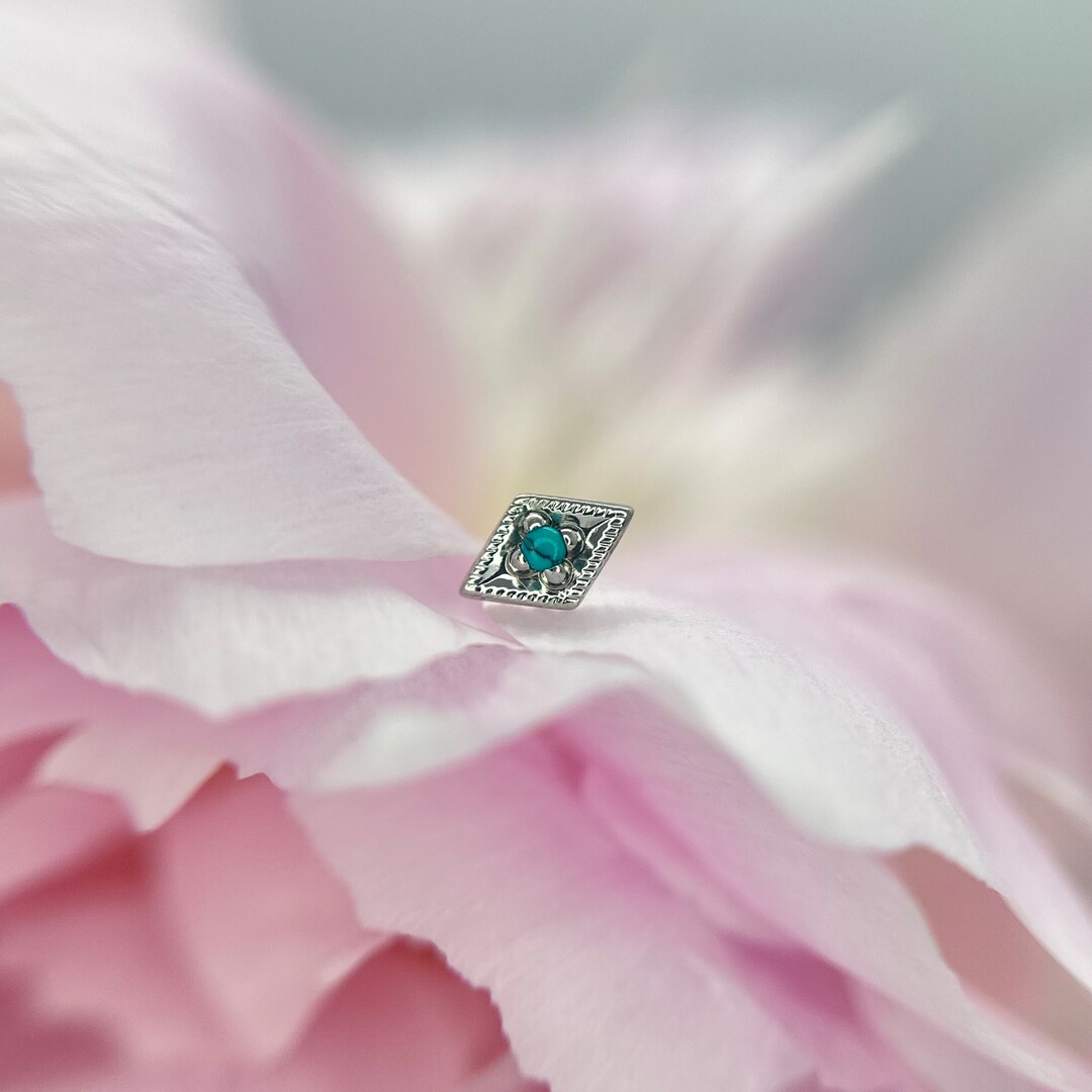 Turquoise Rhombus 14k White Gold From Body Gems Suitable for Forward ...