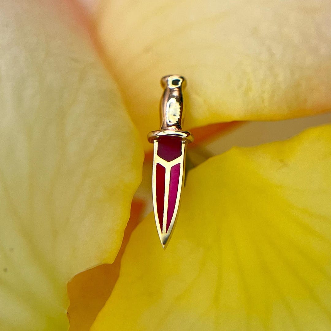 Pupil Hall Sting Dagger in Warm Shades Enamel in 14kt Yellow Gold, for ...