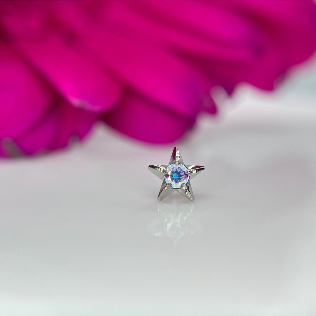 4mm Titanium AB Gem Star From ANATOMETAL Threadless Jewelry, Perfect ...