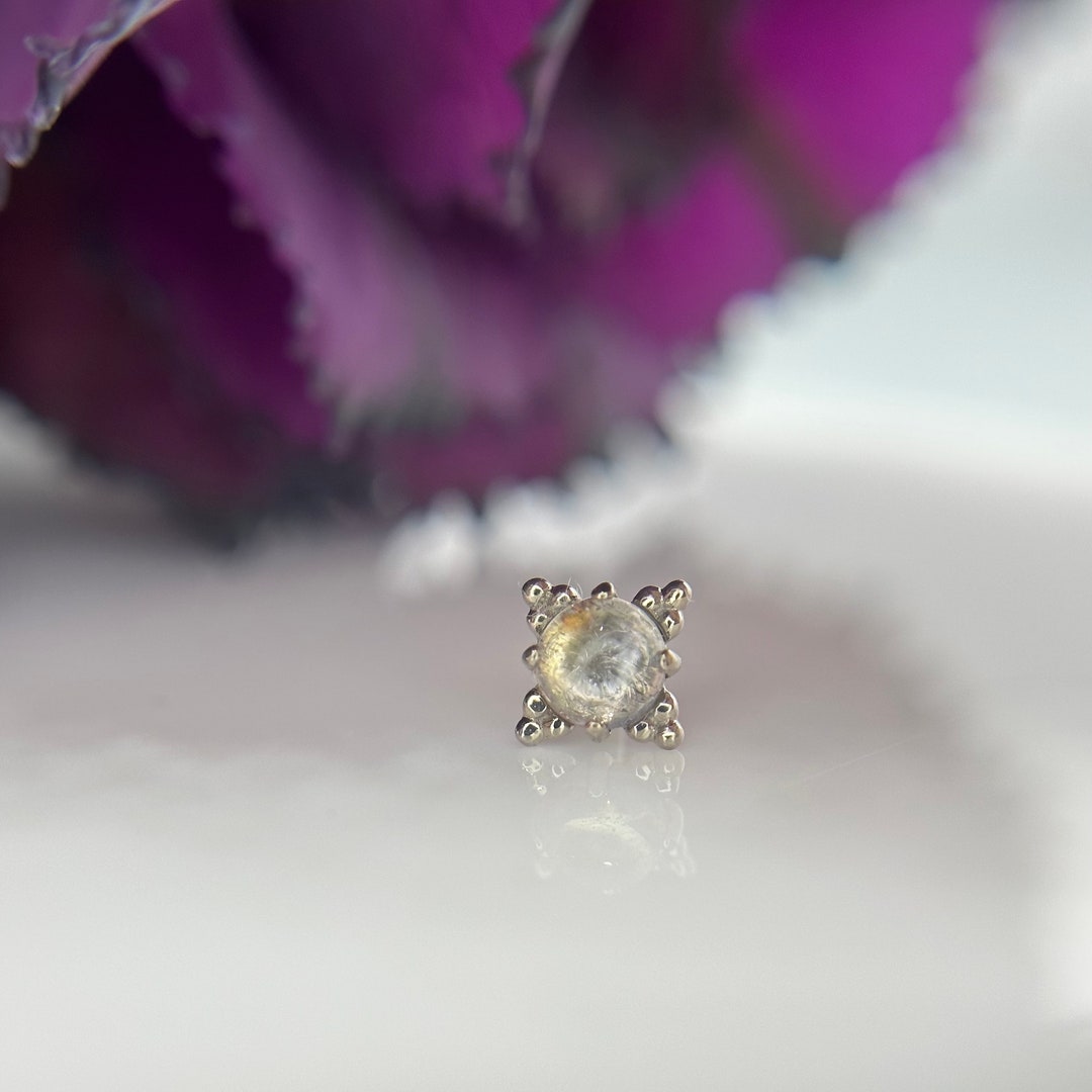 Genuine Moonstone Zia From ANATOMETAL 18k White Gold Threadless Jewelry ...