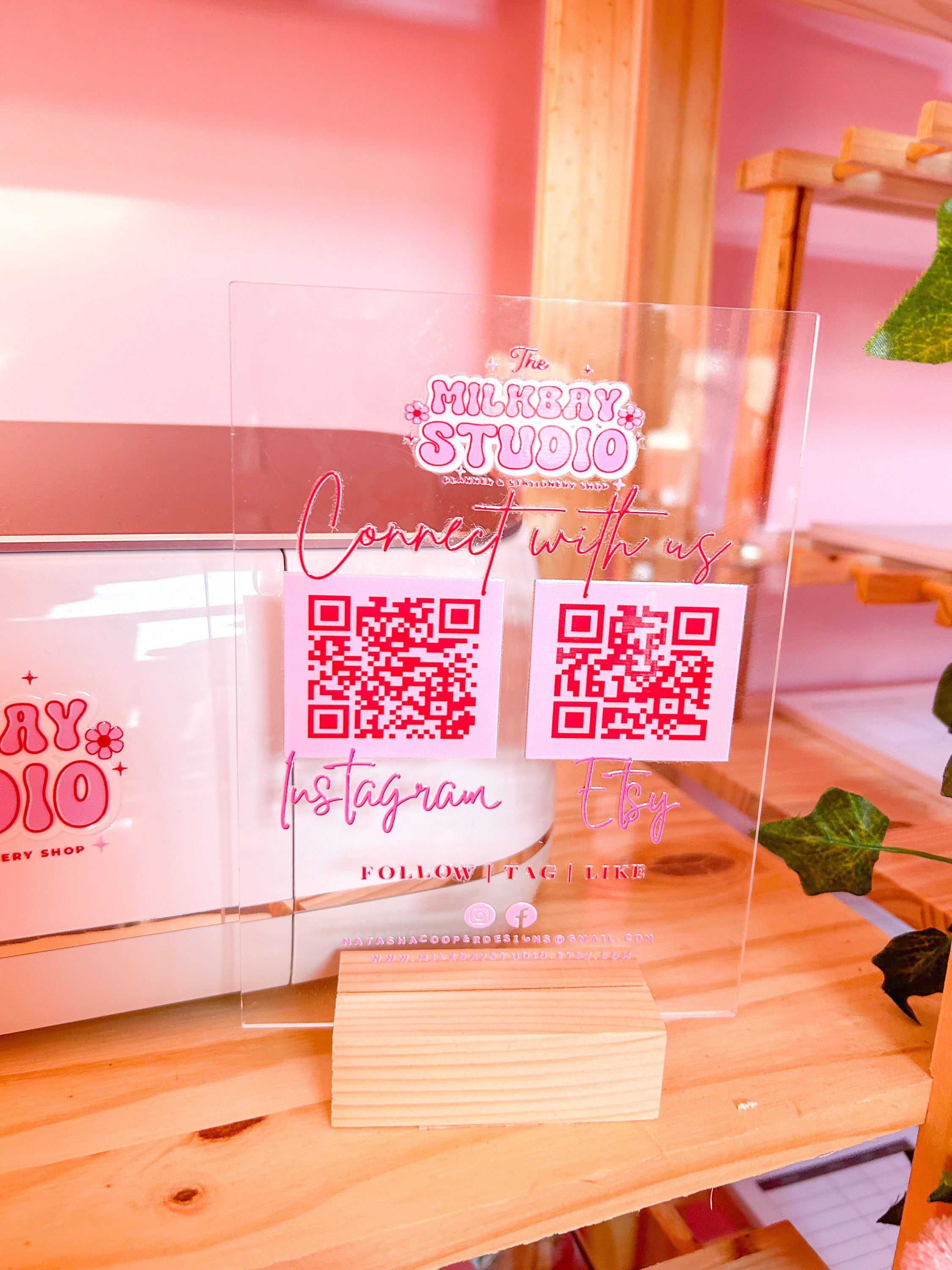 QR Code Business Social Media Sign, Custom Logo Sign, Social Media ...