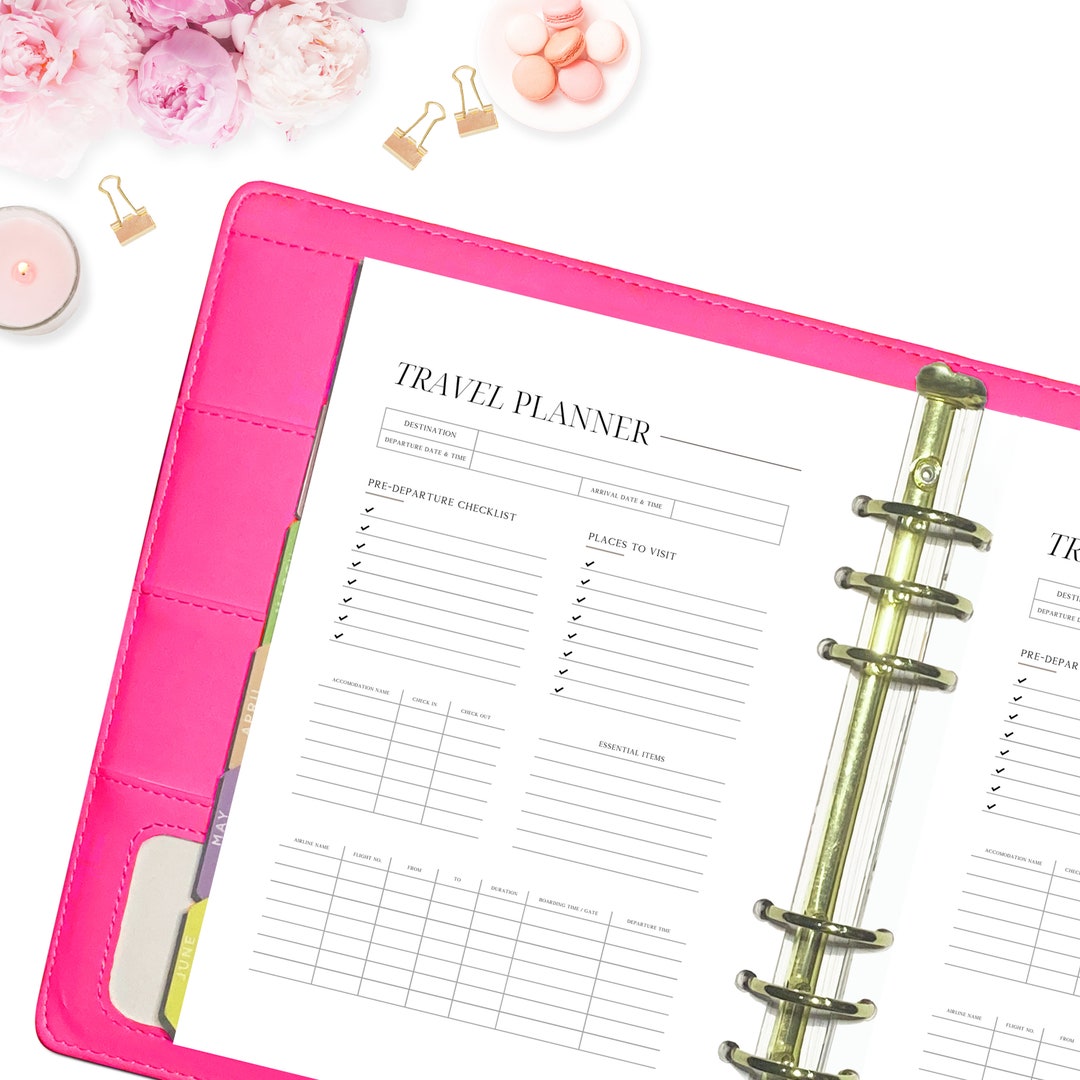 Travel Planner, A5 Planner Insert for Planner Binders, Weekly Diary ...