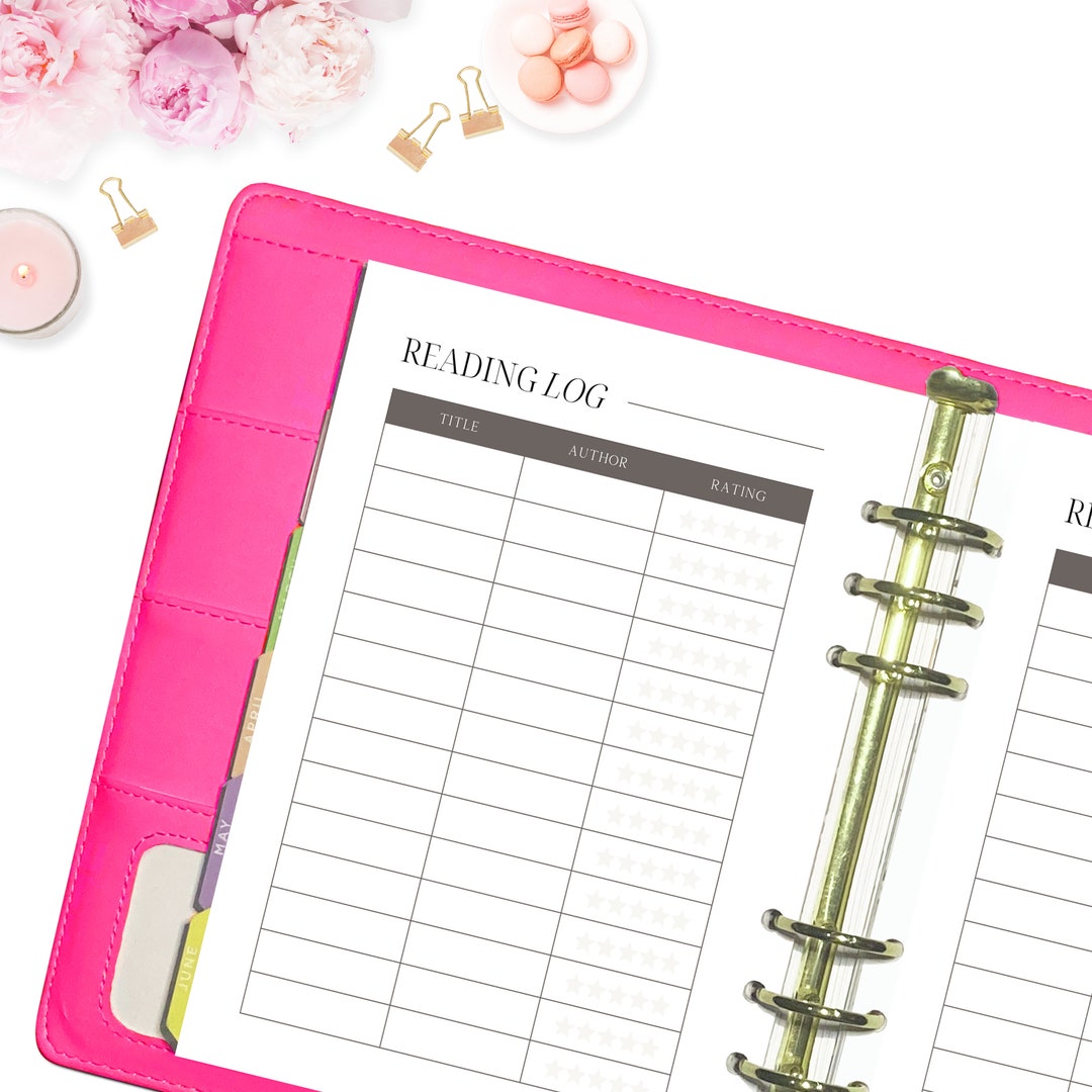 Reading Log, A5 Planner Insert for Planner Binders, Weekly Diary Page ...