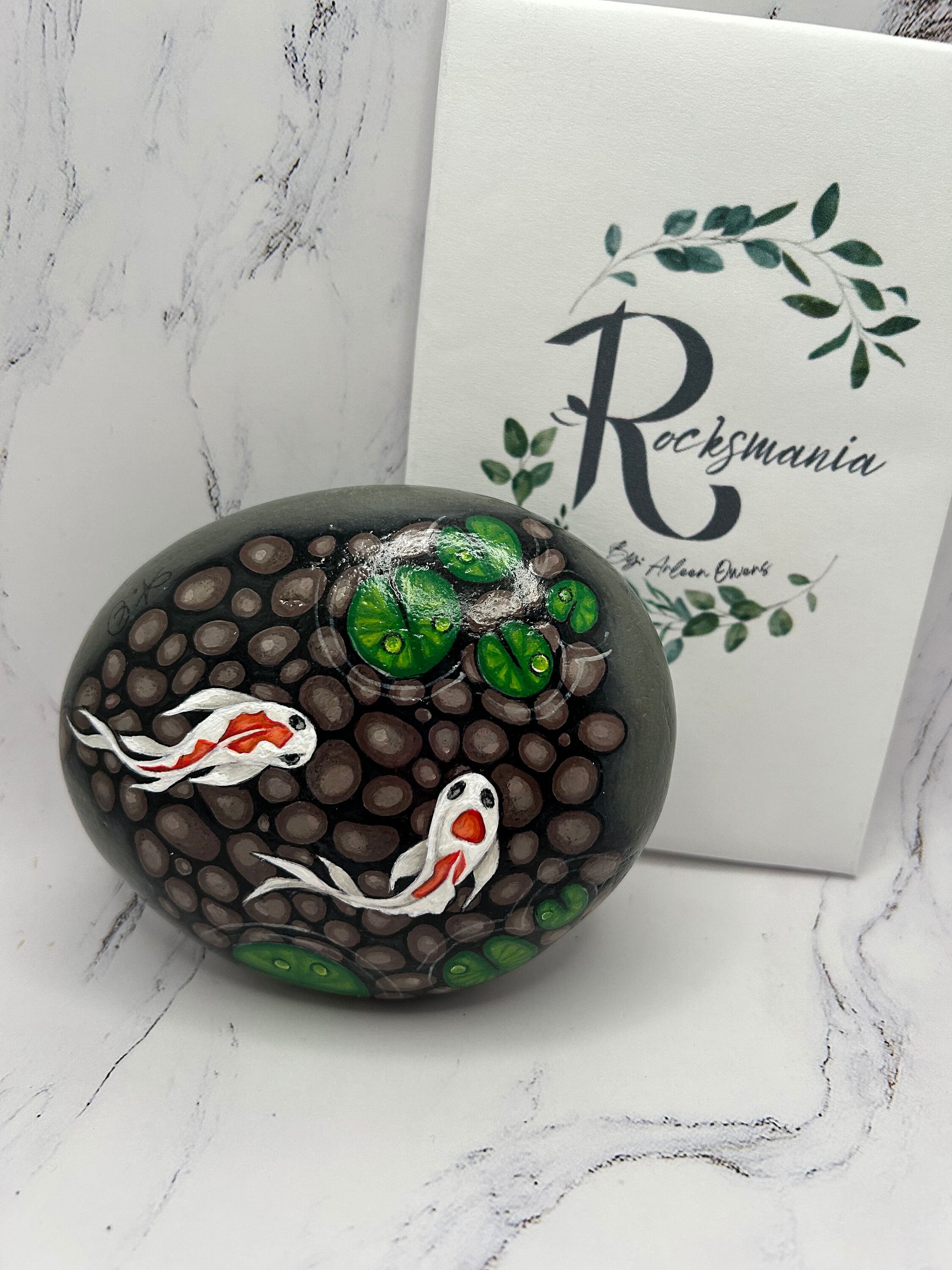 Koi Fish on a Stone - Etsy