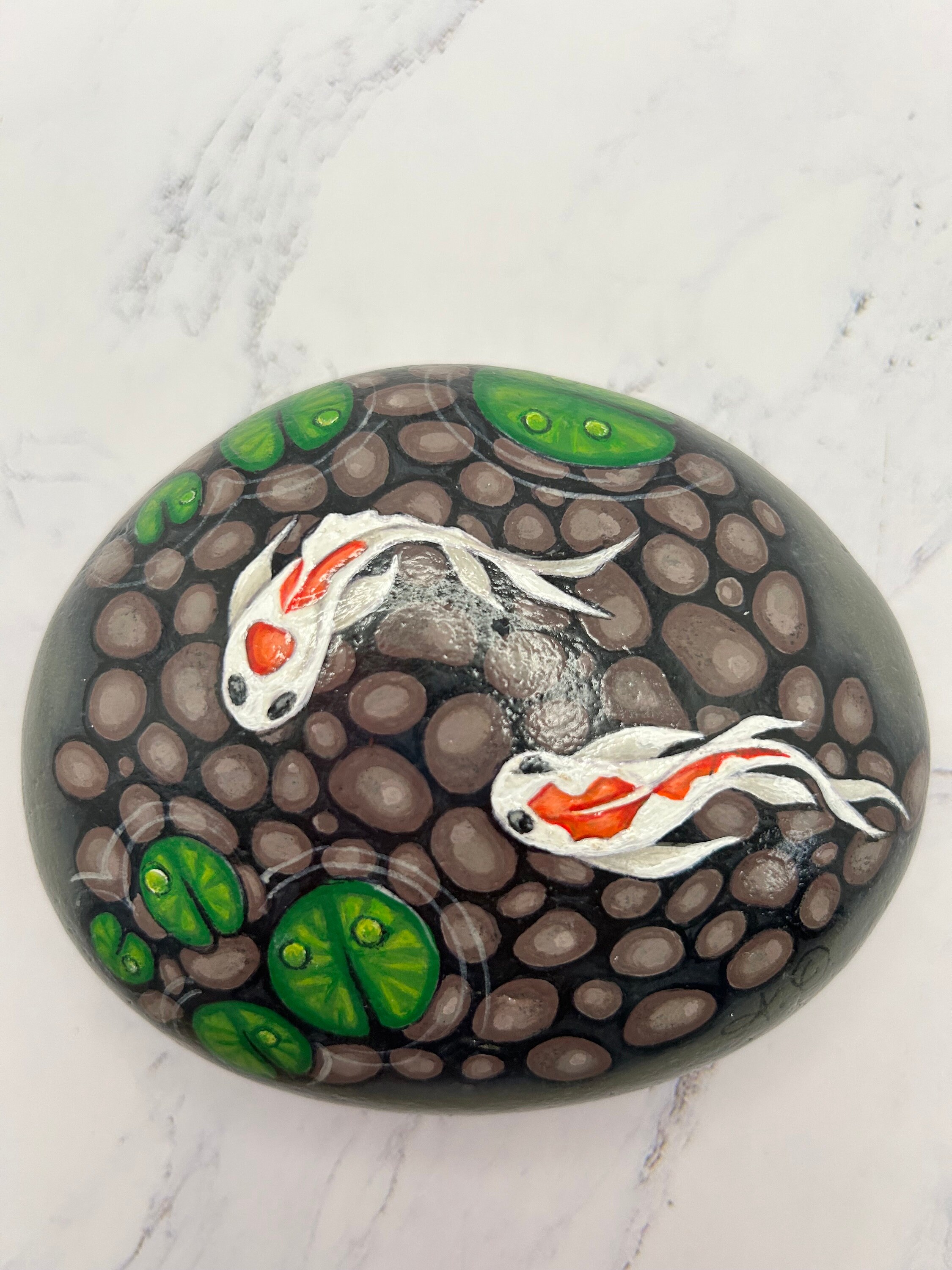 Koi Fish on a Stone - Etsy
