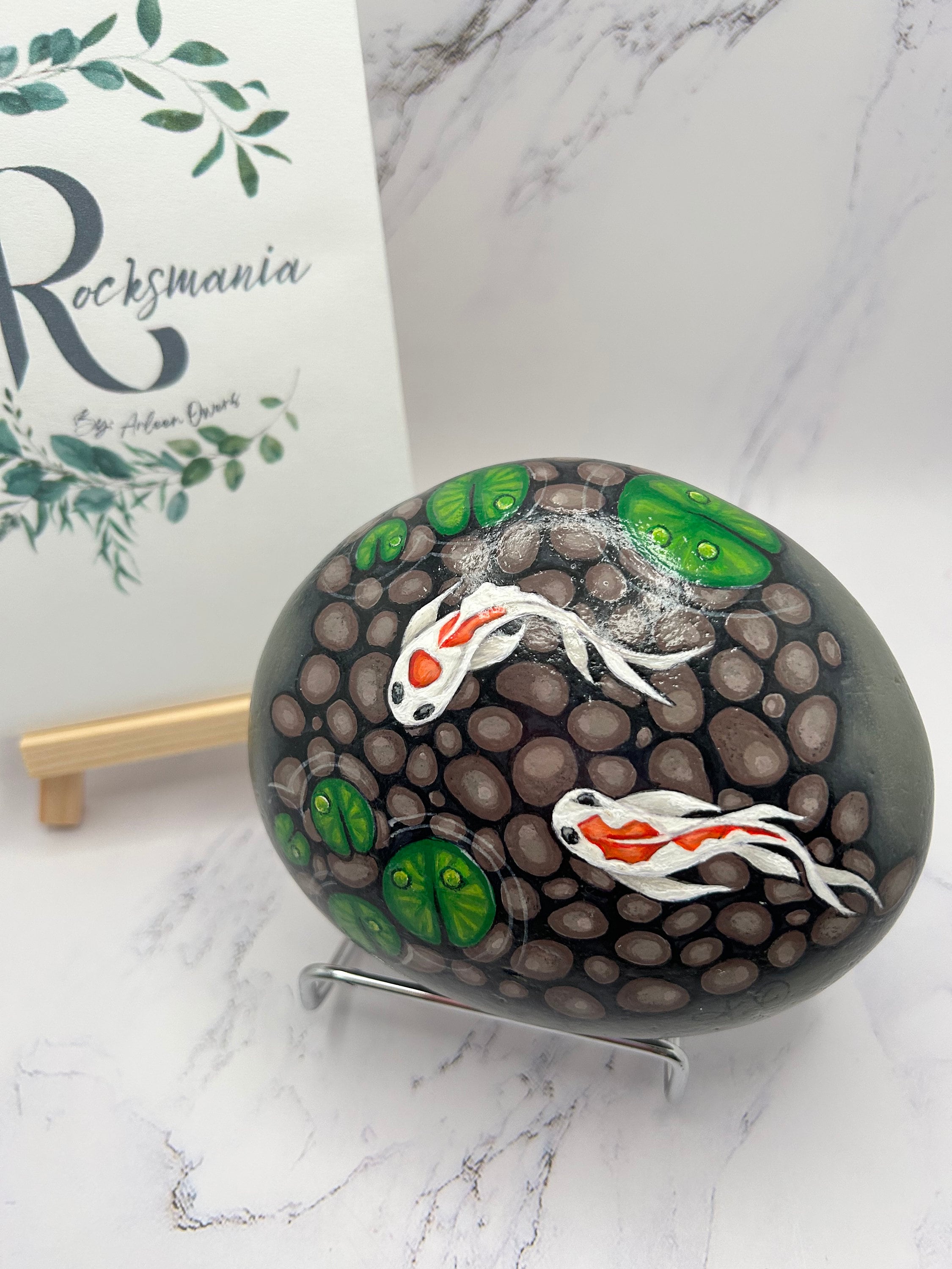Koi Fish on a Stone - Etsy