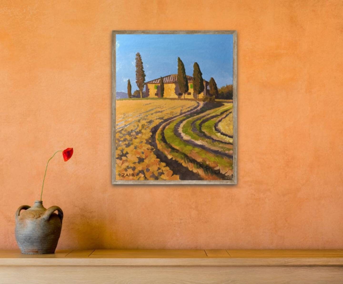 Field in Tuscany Original Italian Toscana Painting Small 10" by 8" by ...