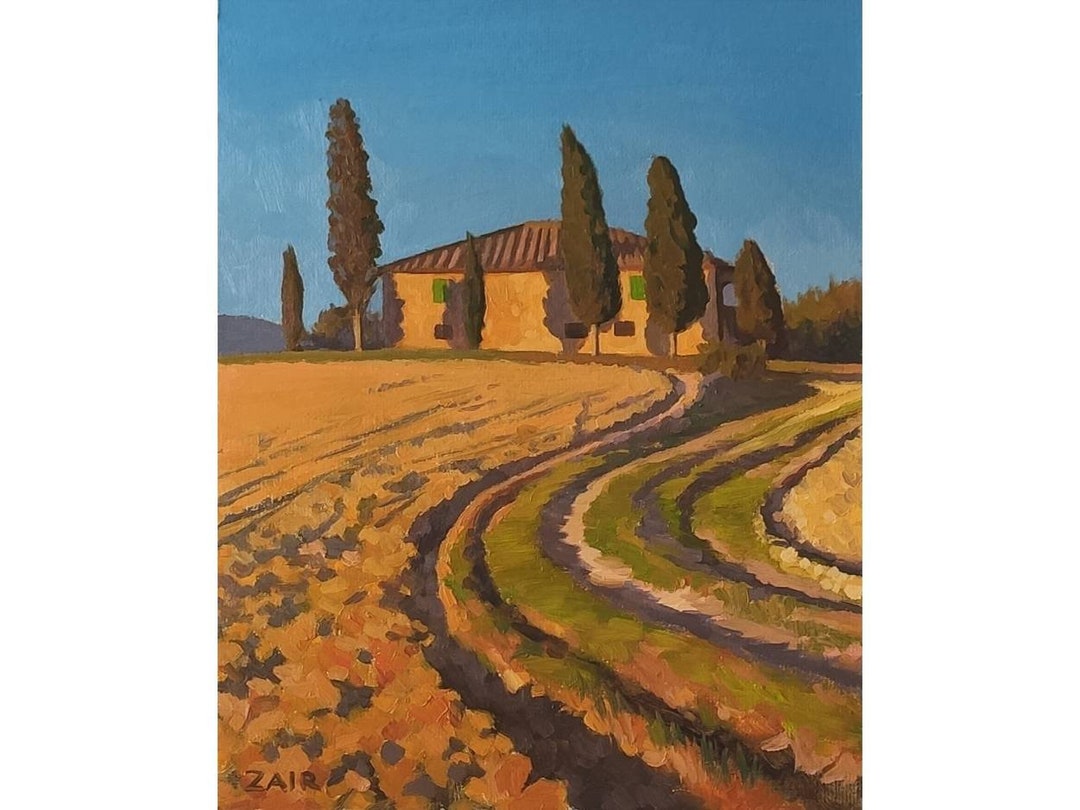 Field in Tuscany Original Italian Toscana Painting Small 10" by 8" by ...