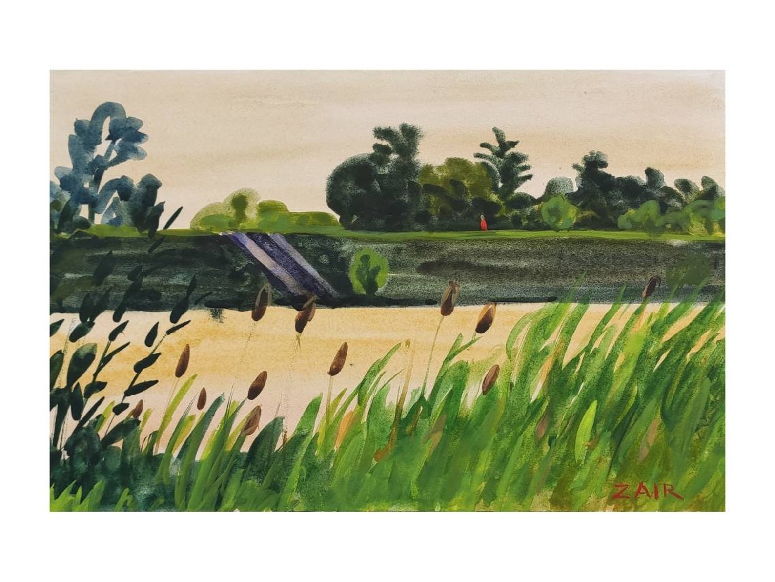 Reeds on the River Original Art Riverscape Painting 9.7x14.5 by Zairkz ...