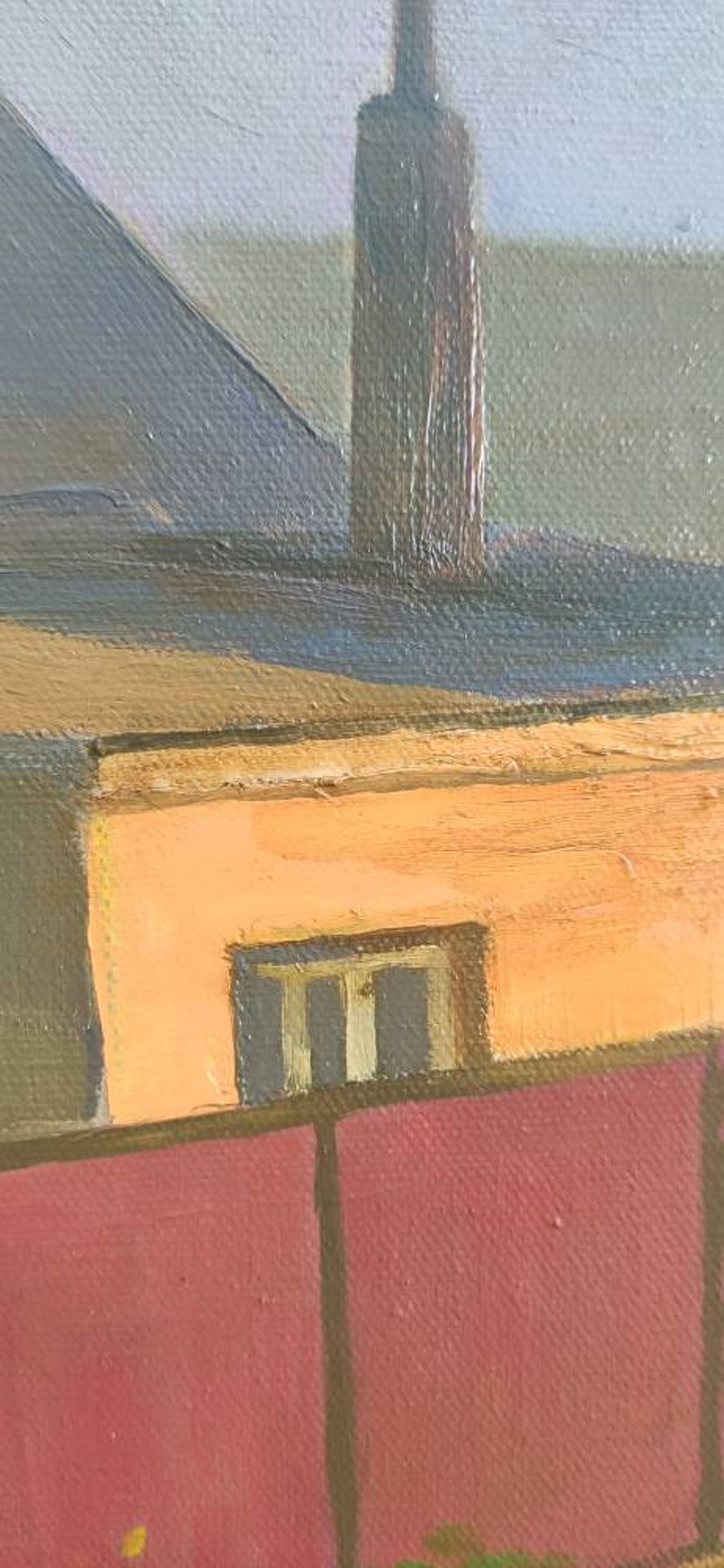 House With A Chimney Original Canvas Art Village Painting Summer Wall ...