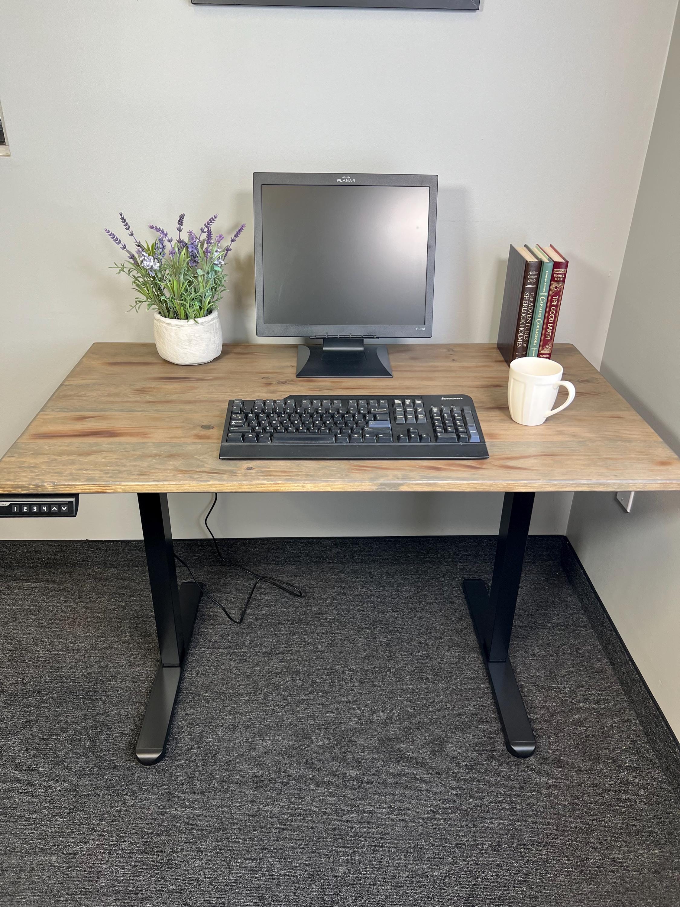 Standing Computer Desk - Electric Sit Stand Rustic Farmhouse Handmade ...