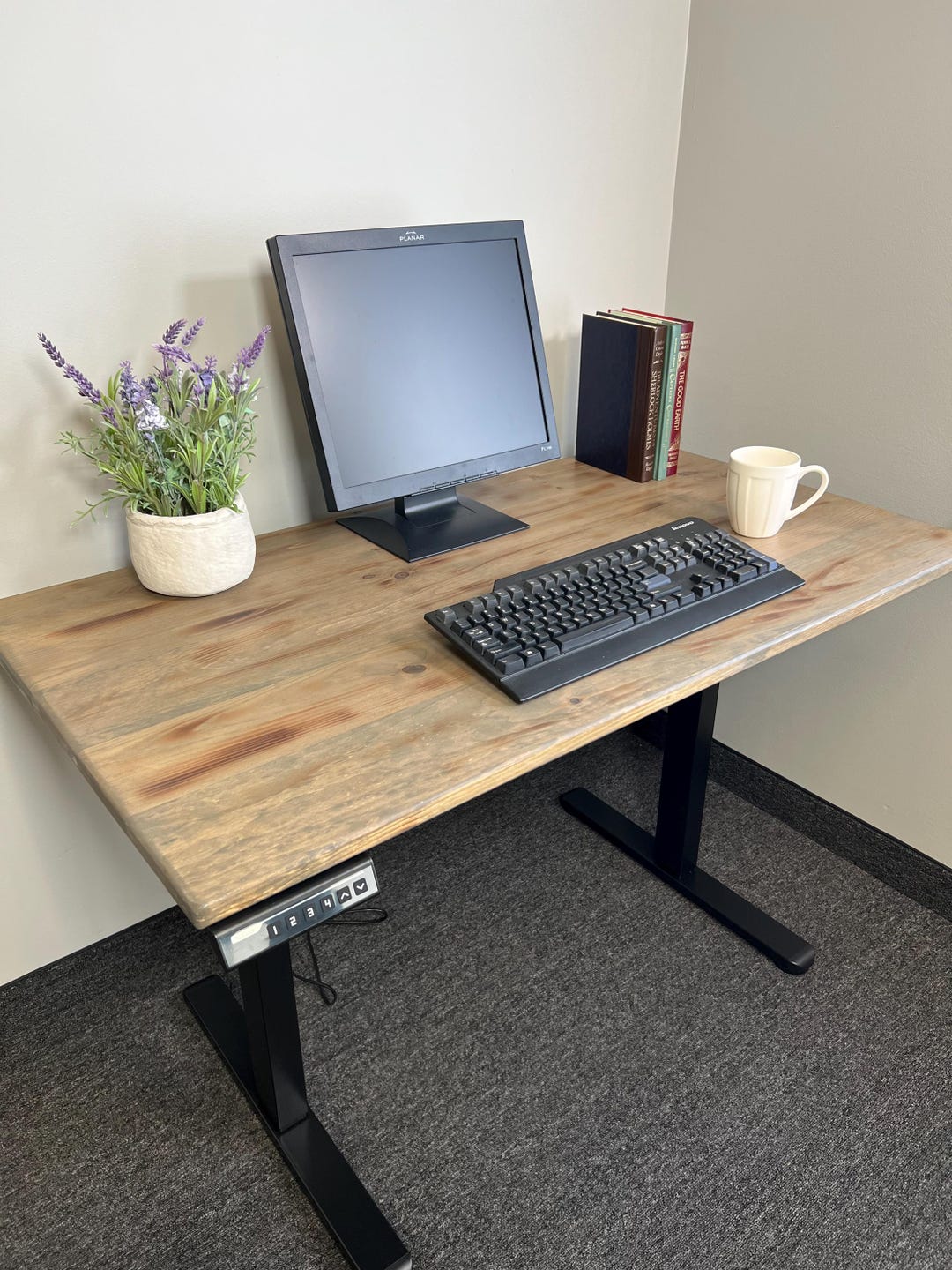 Standing Computer Desk - Electric Sit Stand Rustic Farmhouse Handmade ...