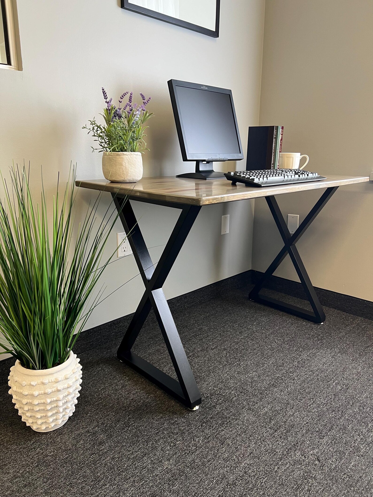 Computer Desk - Farmhouse Style Handmade Solid Pine Wood Desk for Home ...