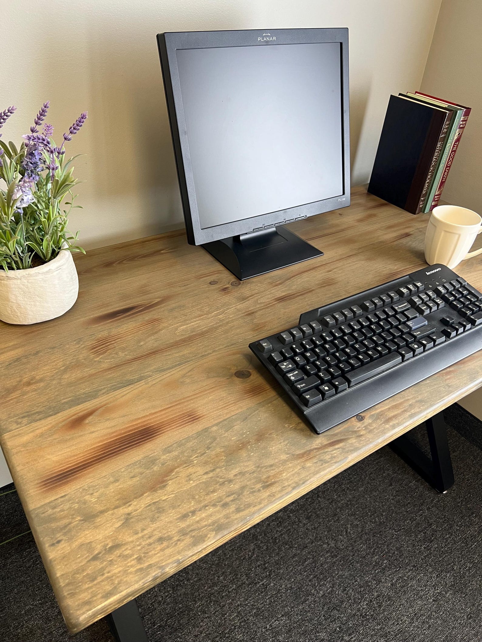 Computer Desk - Farmhouse Style Handmade Solid Pine Wood Desk for Home ...