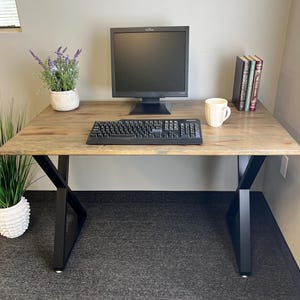 Computer Desk - Farmhouse Style Handmade Solid Pine Wood Desk for Home ...