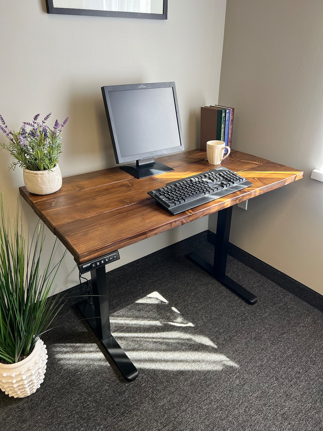 Standing Computer Desk Sit Stand Farmhouse Style Handmade Solid Wood ...