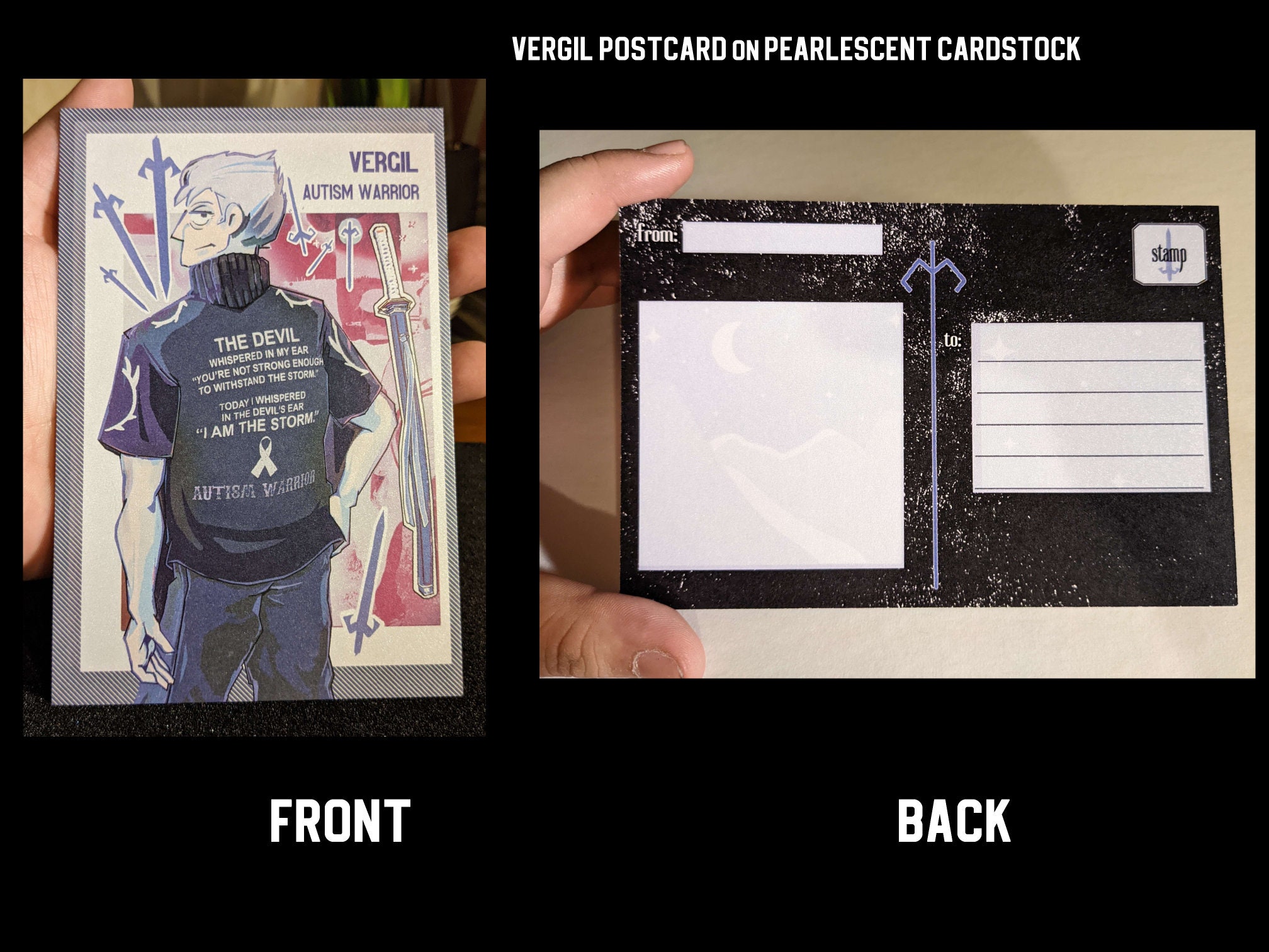 Vergil Autism Warrior - Pearl Postcard Print - Devil May Cry - Etsy