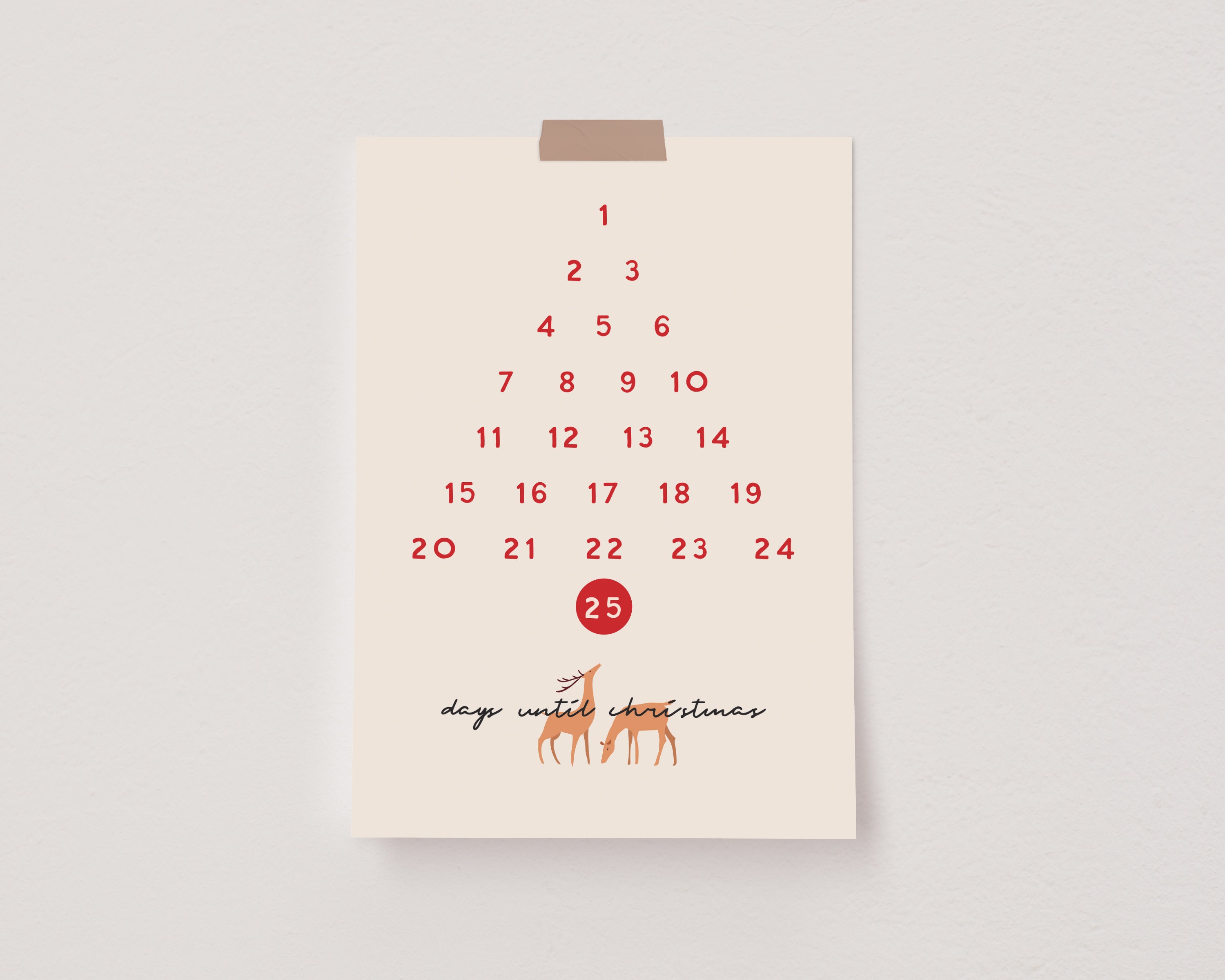 Christmas Countdown Calendar Printable, Advent Calendar Printable ...