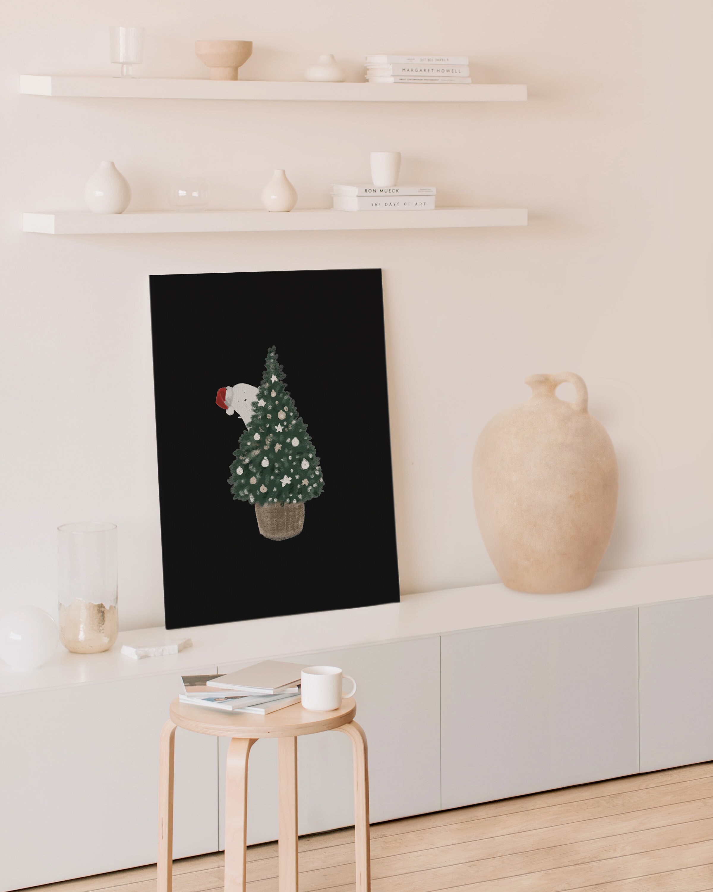 Santa Claus Christmas Ghost Printable Wall Art, Spooky Christmas ...