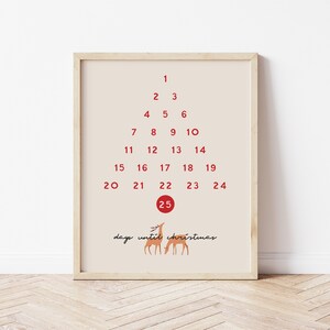 Christmas Countdown Calendar Printable, Advent Calendar Printable ...