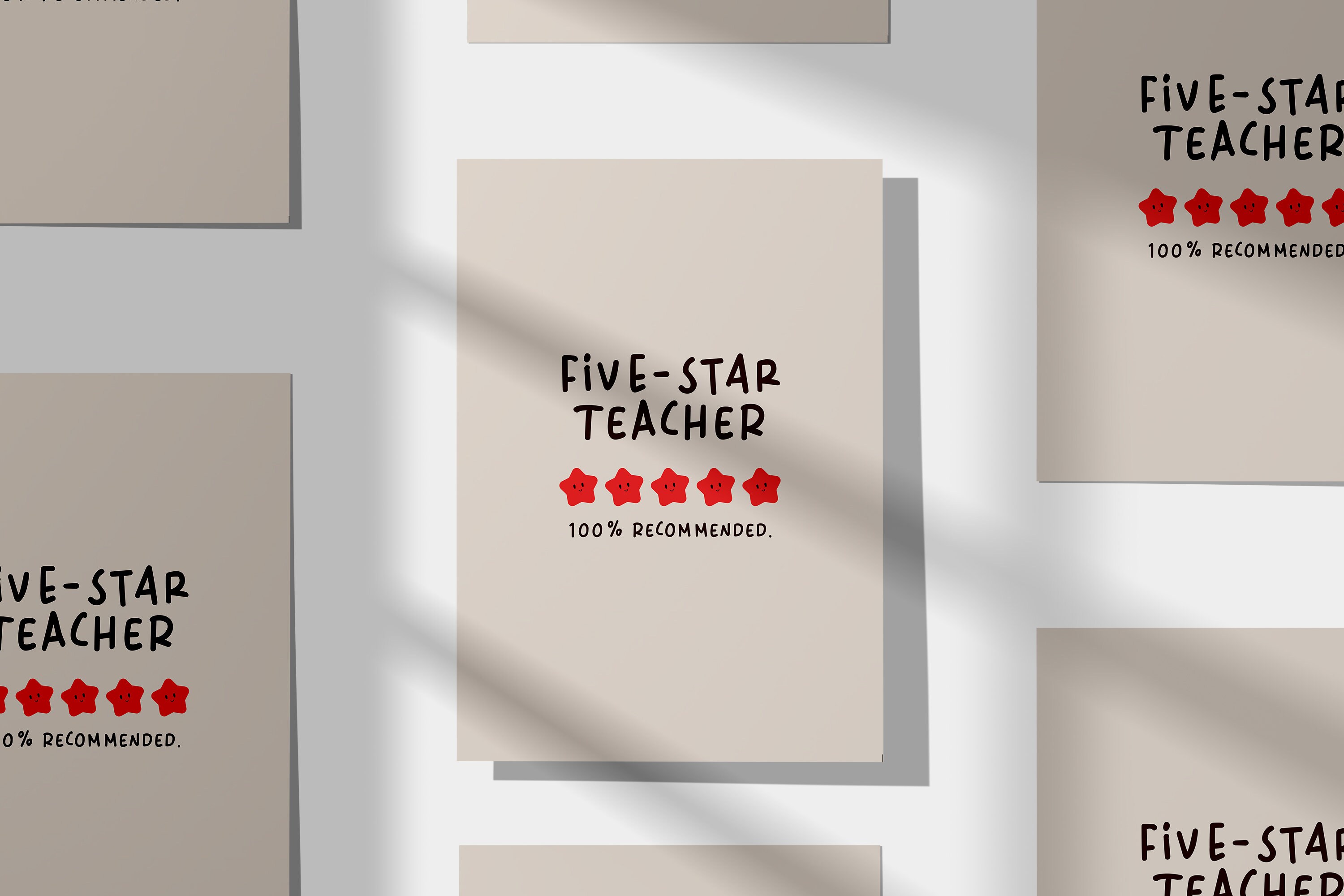 Five-star Teacher Card, Printable Card for Teacher, Teacher's ...